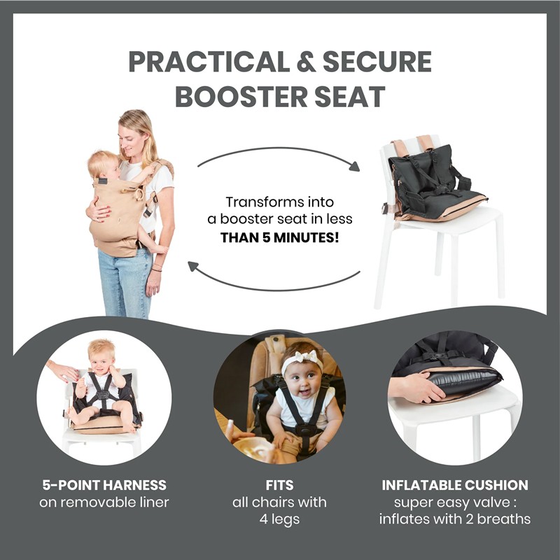 Sistem de purtare transformabil in Booster Babymoov Moov & Boost verde